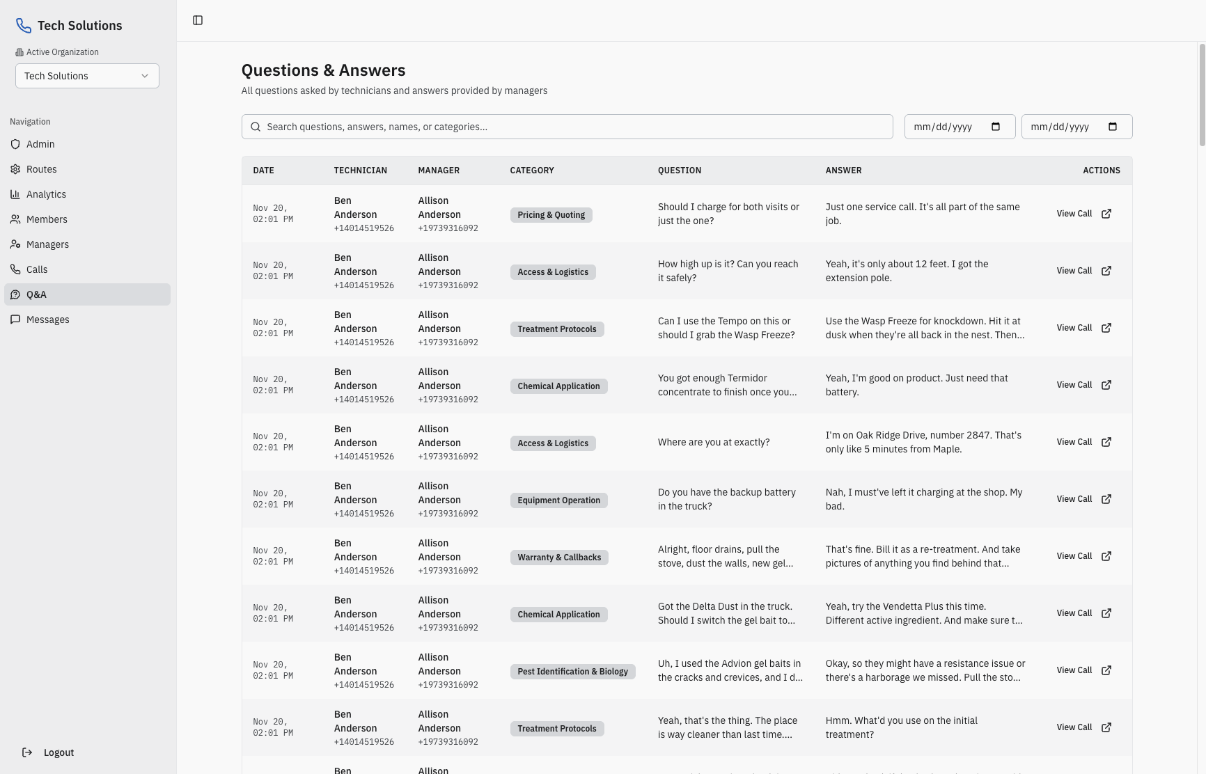 Q&A Database View